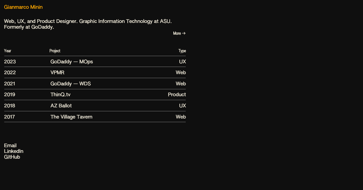 Work — Gianmarco Minin // Designer