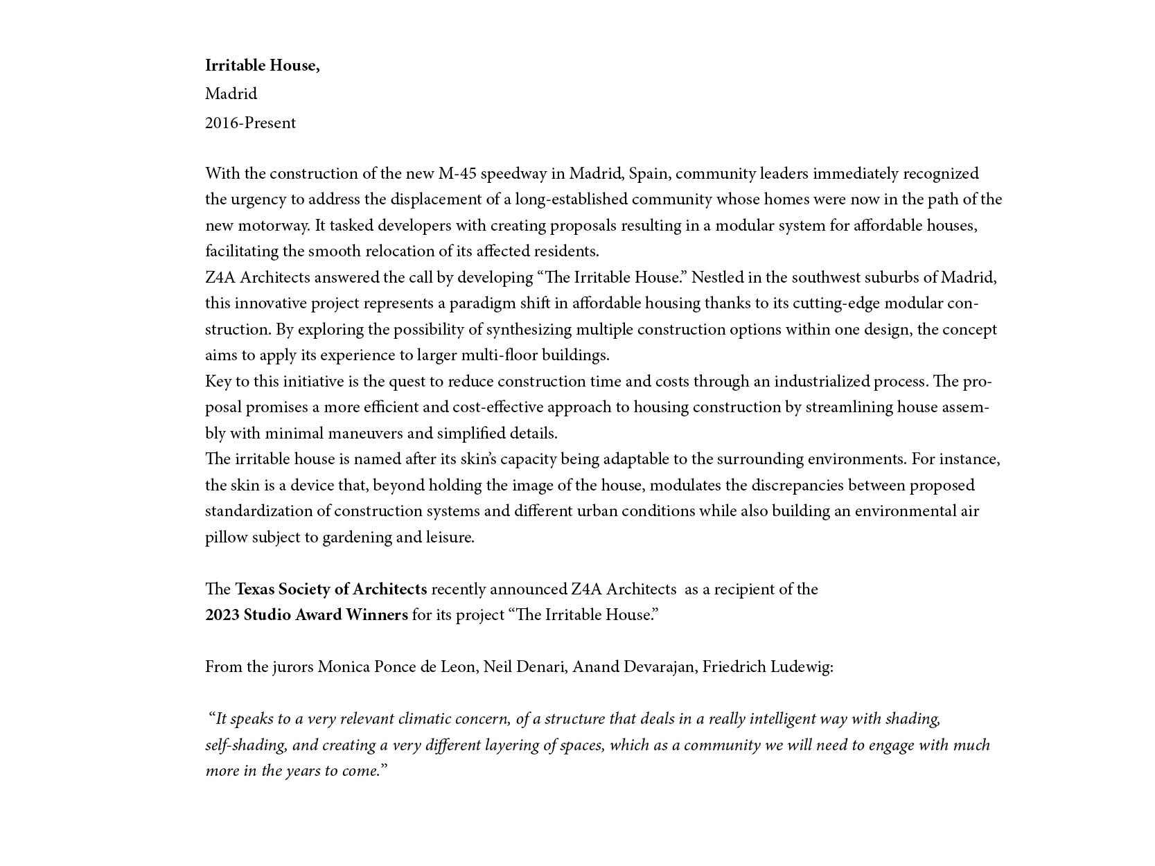 IRRTH | Irritable House — Z4A-architects.com