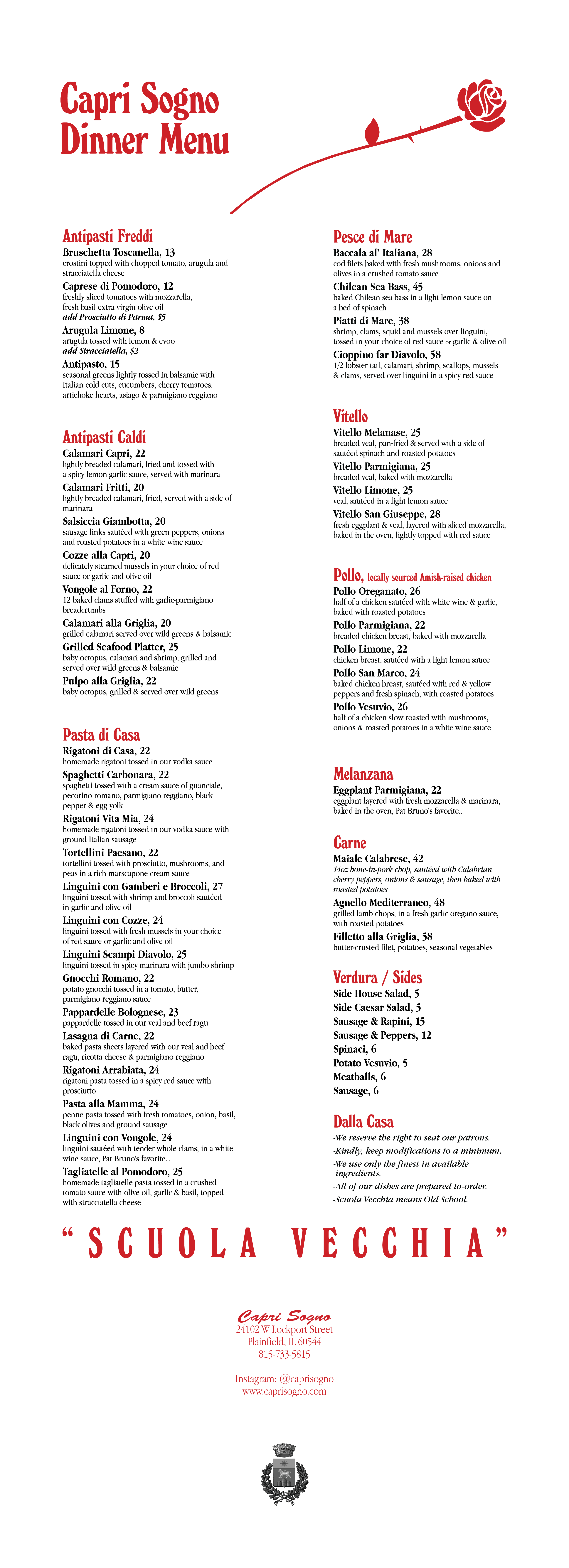 Menu — Capri Sogno