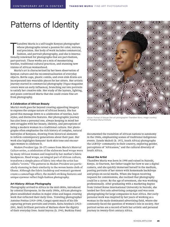 SchoolArts Magazine profiles Thandiwe Muriu — Institute Artist
