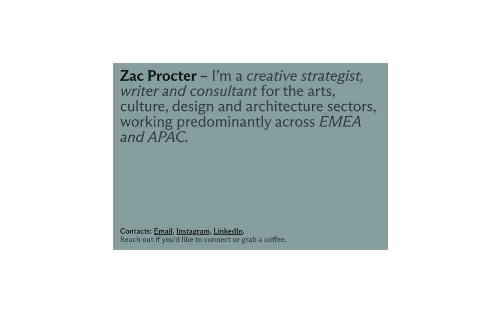 Zac Procter - Design, arts and culture writer