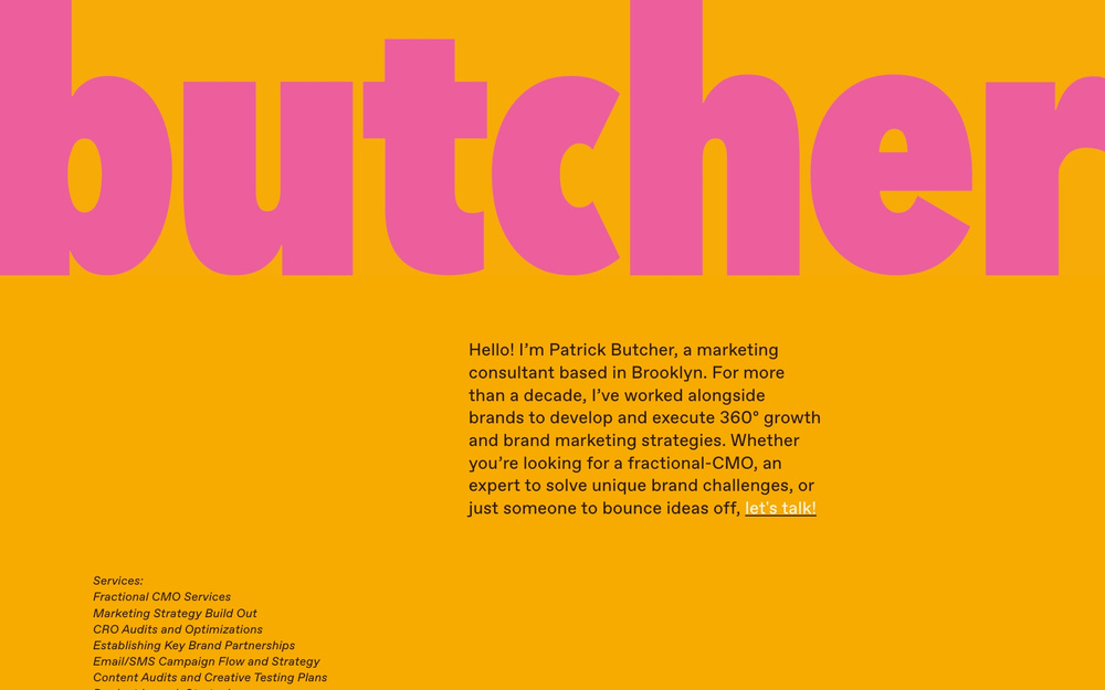 Patrick Butcher, Marketing Consultant