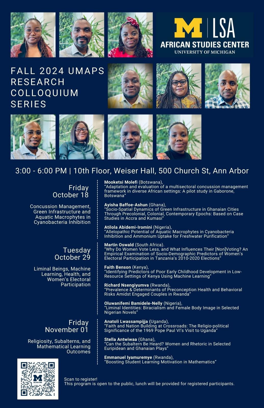 Mobile Fall 2024 UMAPS Colloquium Research Series — Taubman Africa Alliance