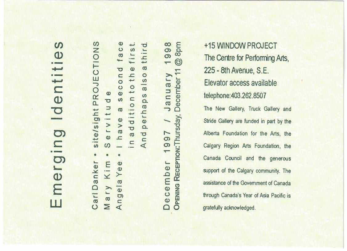 Emerging Identities / Angela Yee, Mary Kim, Carl Danker — The New Gallery