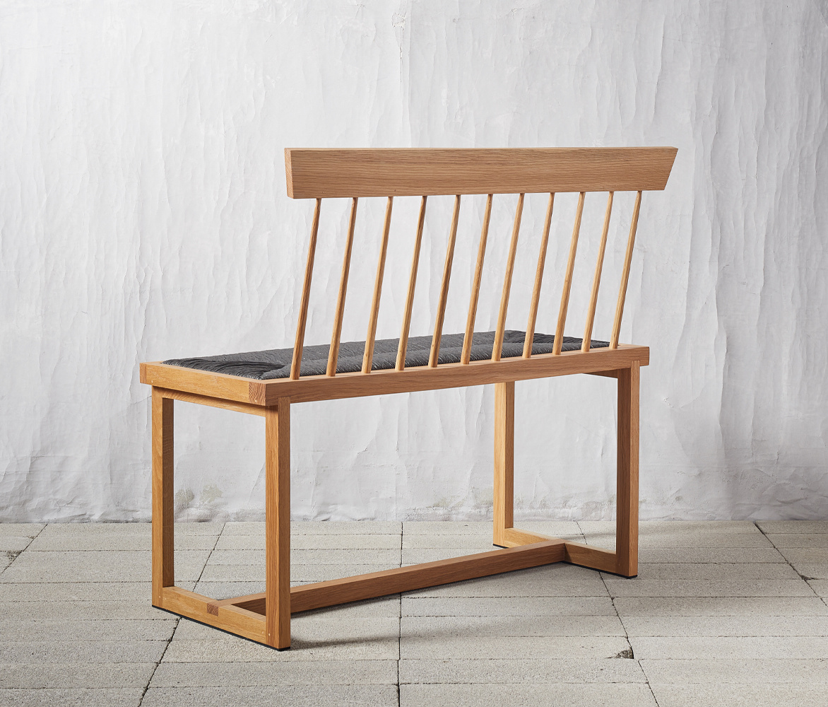 Spindle Bench, Woven Rush — The Long Confidence