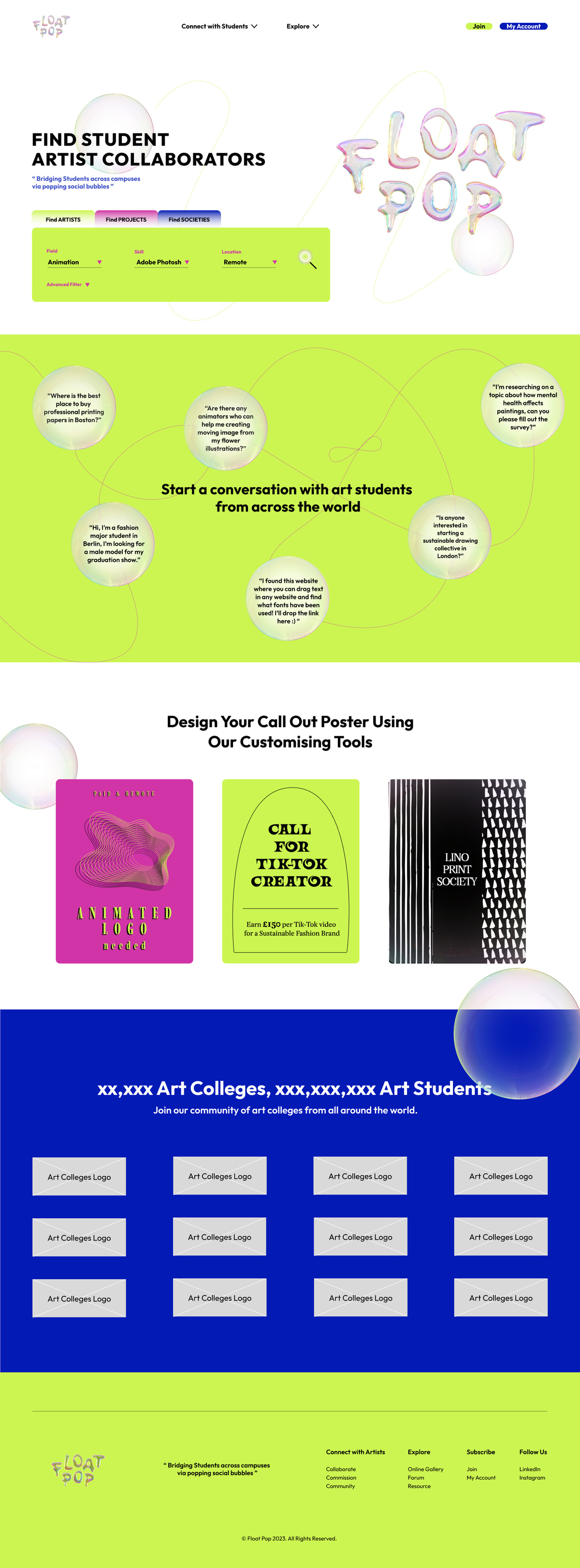 Float Pop Website — sunwookim