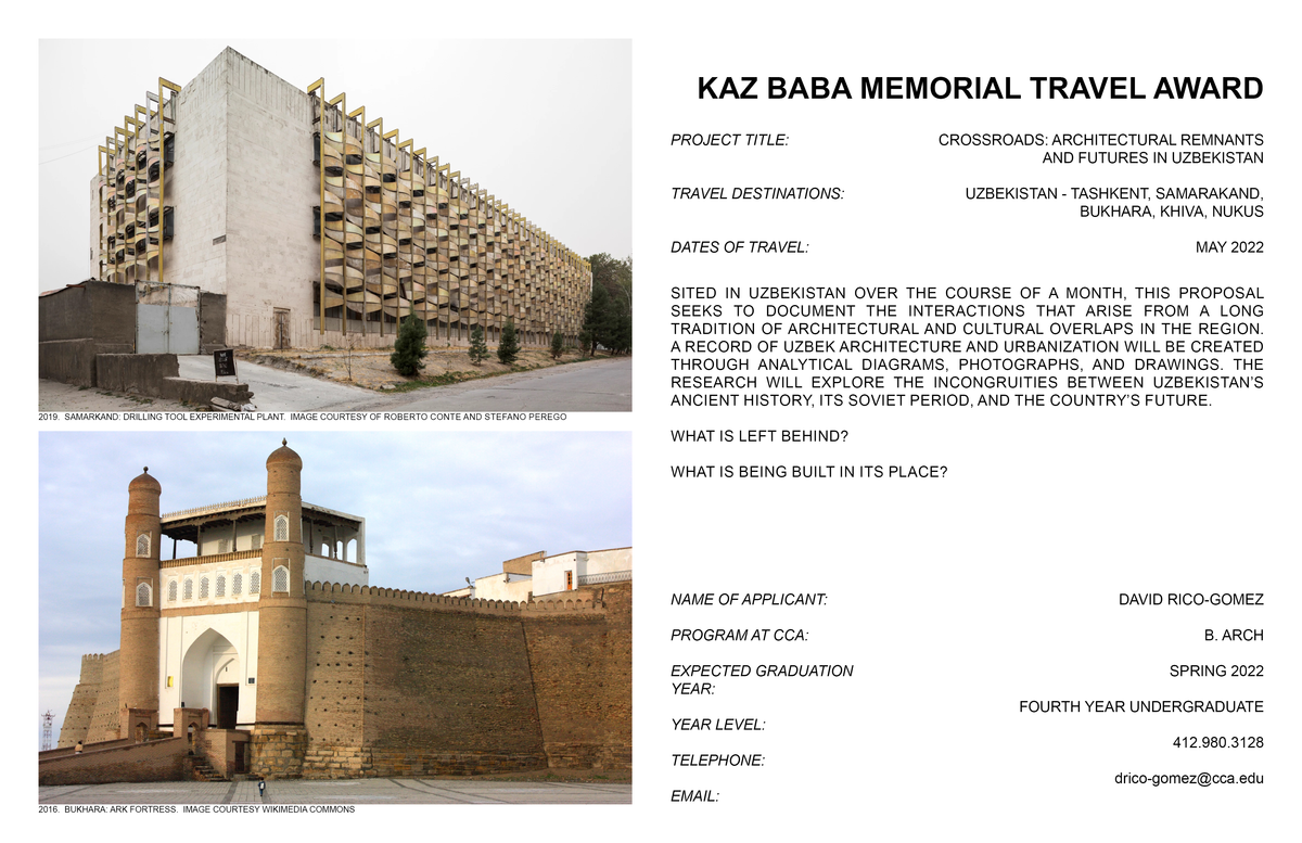 KAZ BABA TRAVEL AWARD PROPOSAL — David Rico-Gomez