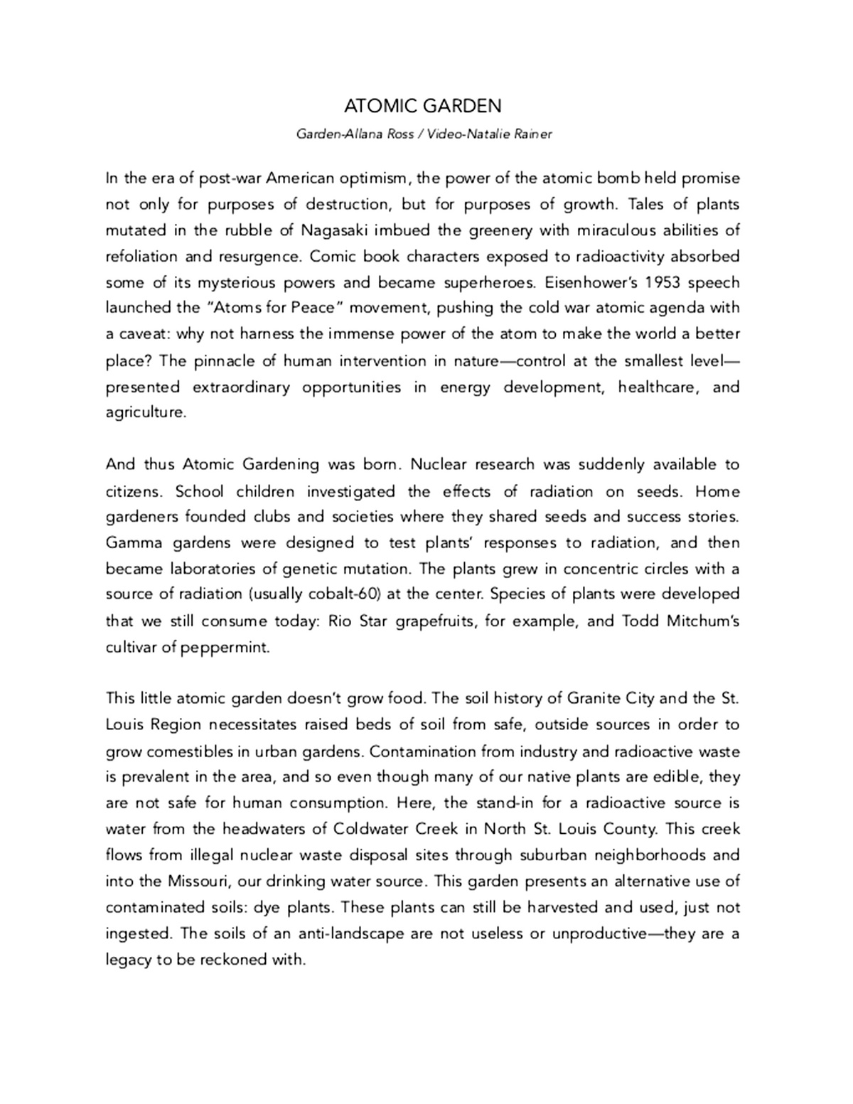 Postcard for the Apocalypse Statement — Allana Ross