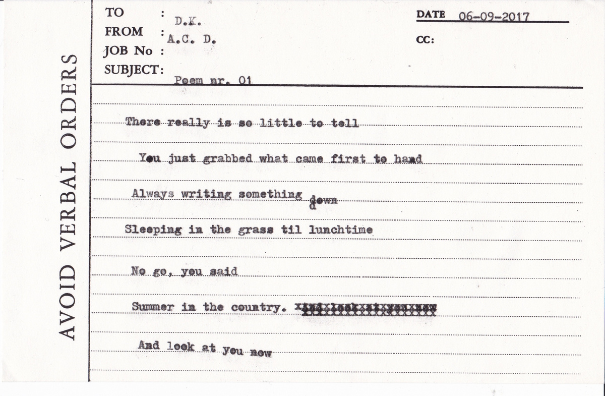 Avoid Verbal Orders — LiSETTE FRiMANNSLUND