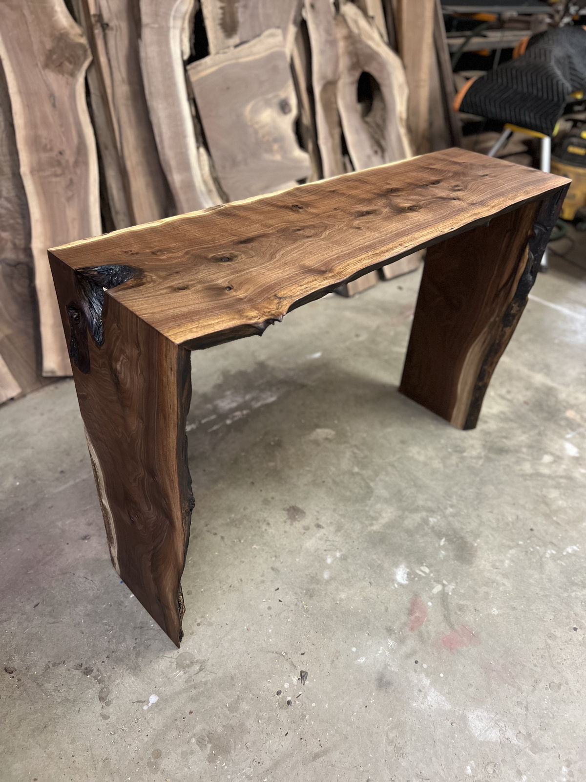 Black Walnut Waterfall Console Table — Ambrose Woodworks