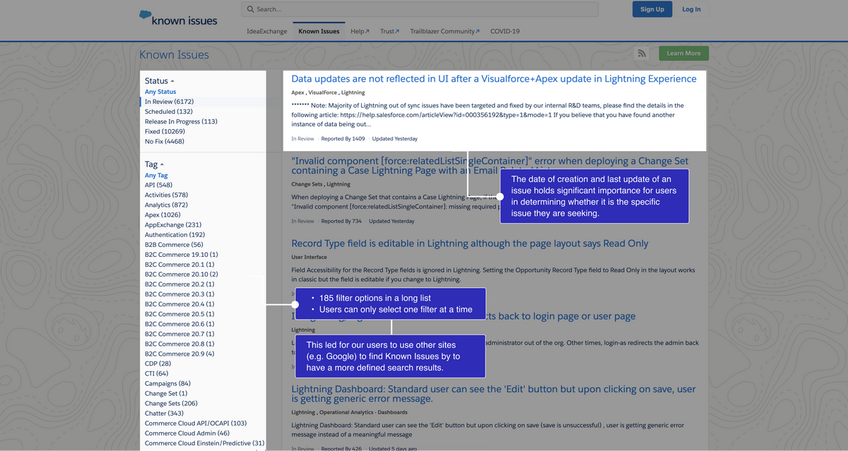 Known Issues Redesign — Yuri Ha