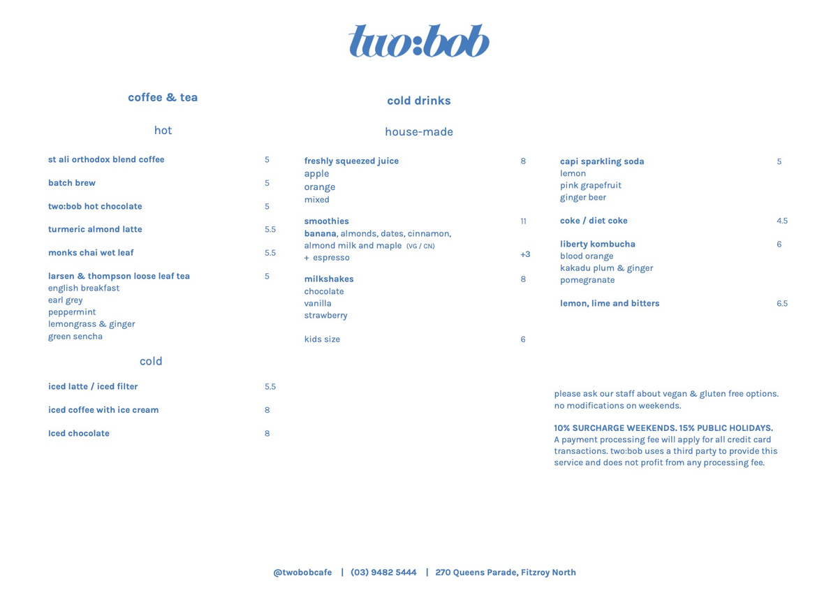 Menu (Desktop) — two:bob