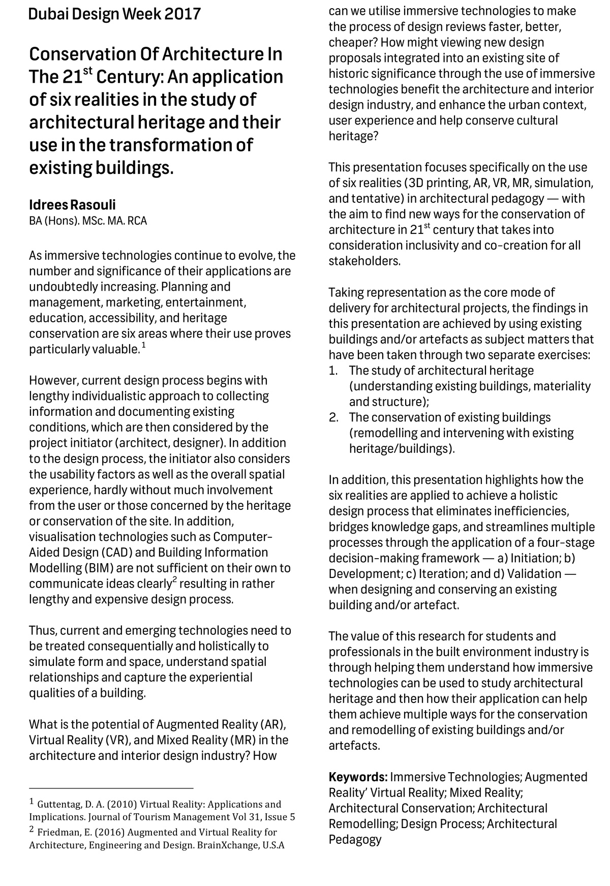 Six Realities in Architectural Design — Idrees Rasouli