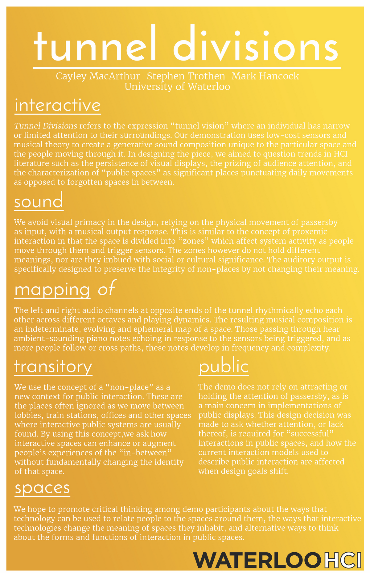 Tunnel Divisions — Cayley MacArthur