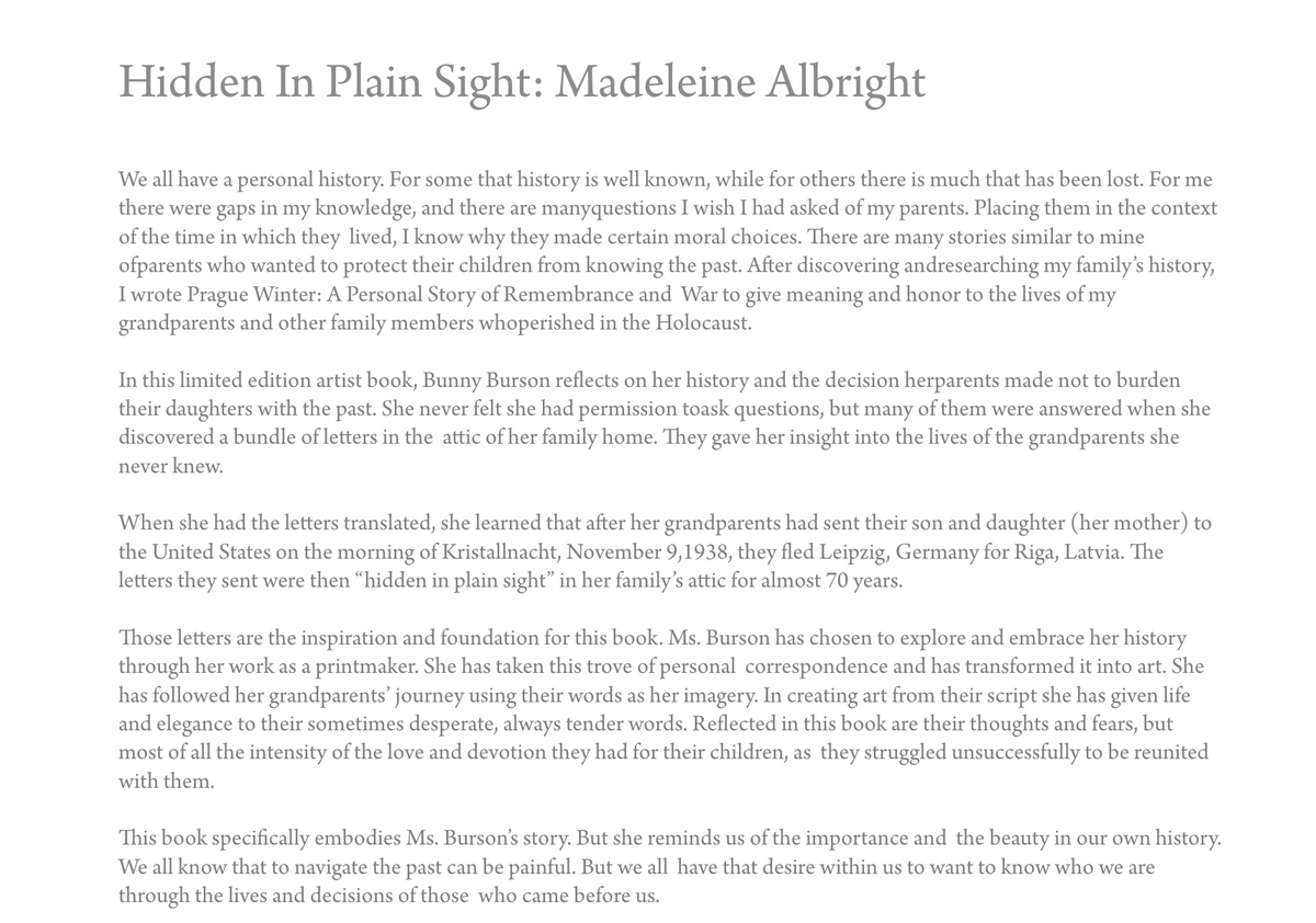 Hidden in Plain Sight: Madeleine Albright — Bunny Burson