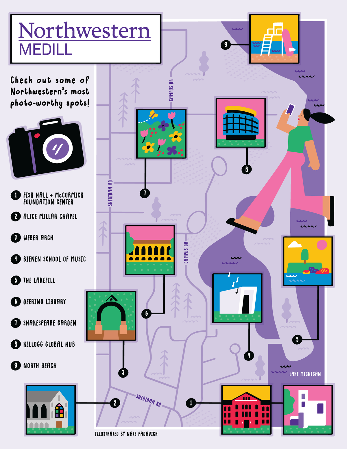 Illustrated Campus Map of Northwestern University by Nate Padavick ...