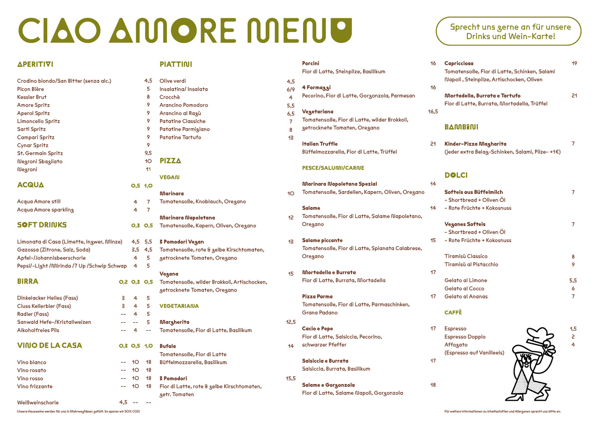 Ciao Amore Menü — ciaoamore.pizza