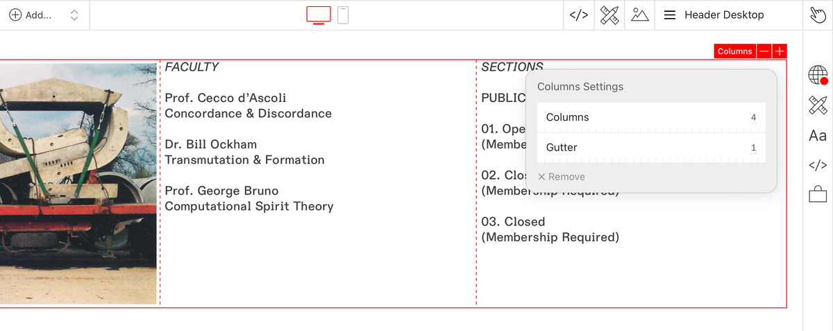Columns — Cargo 3 Docs