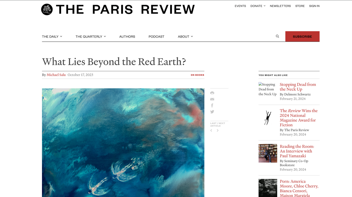 Red Earth in the Paris Review — The Red Earth Project