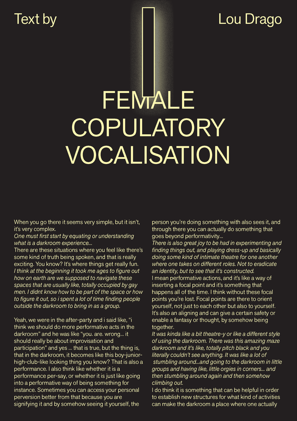 Female Copulatory Vocalisation — lou drago