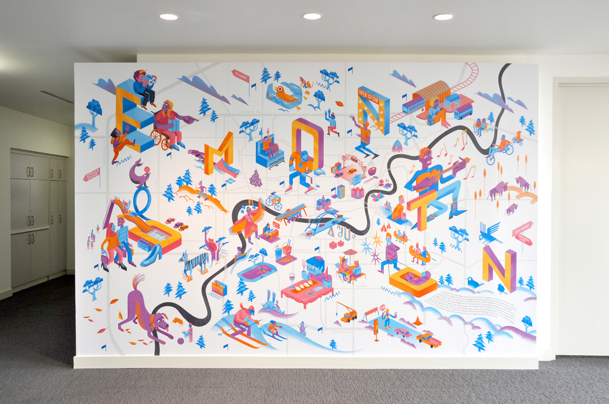 ATB Edmonton - Mural Map — Emily Chu Illustration