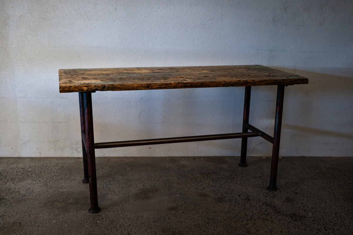 Industrial Side Table With Steel Base — De Fabriek