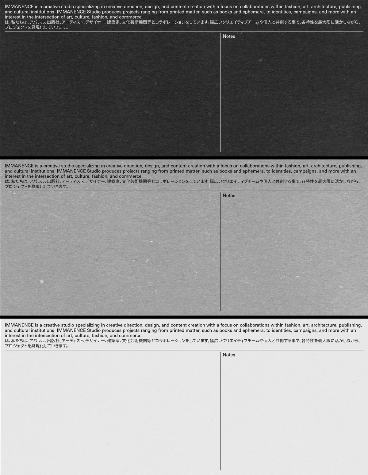 Immanence Studio Identity — Forthcoming Studio