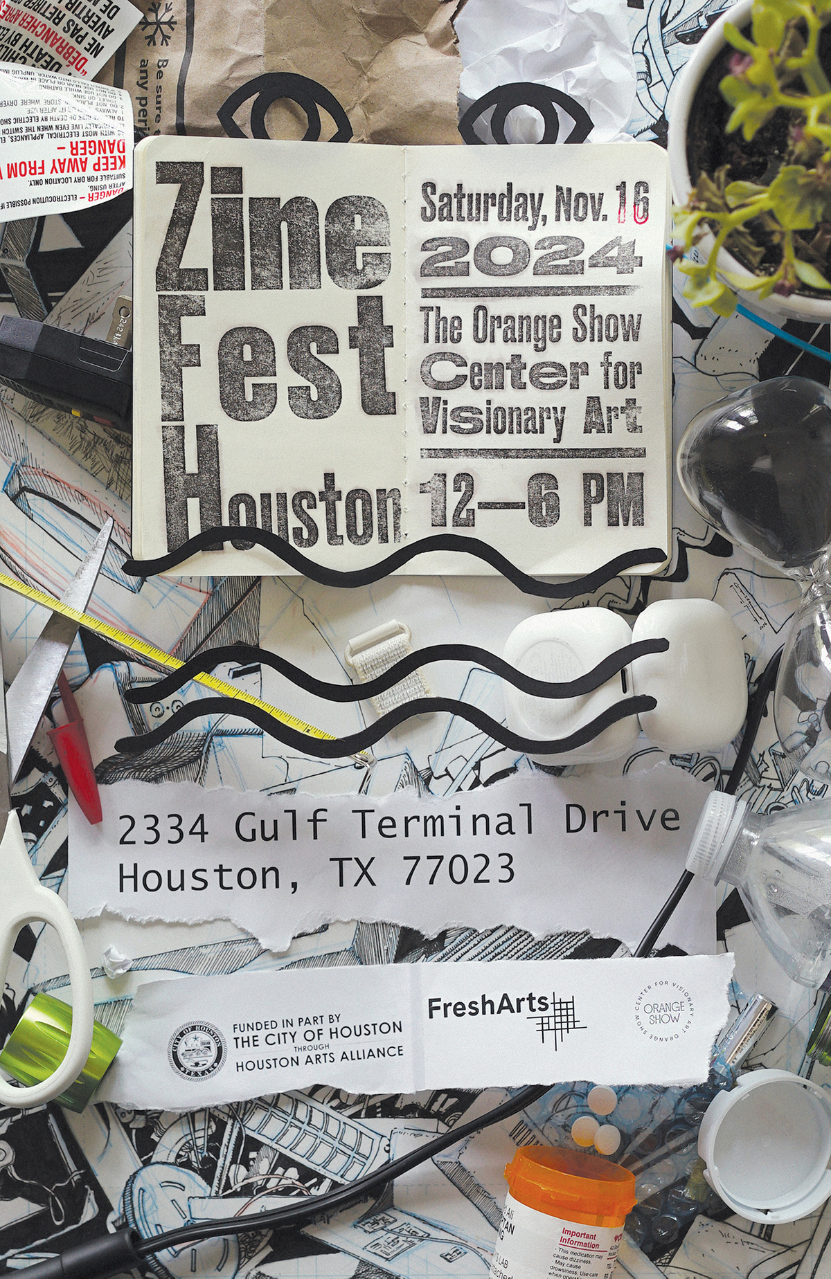 Houston Zine Fest Poster 2024 — Ganzeer