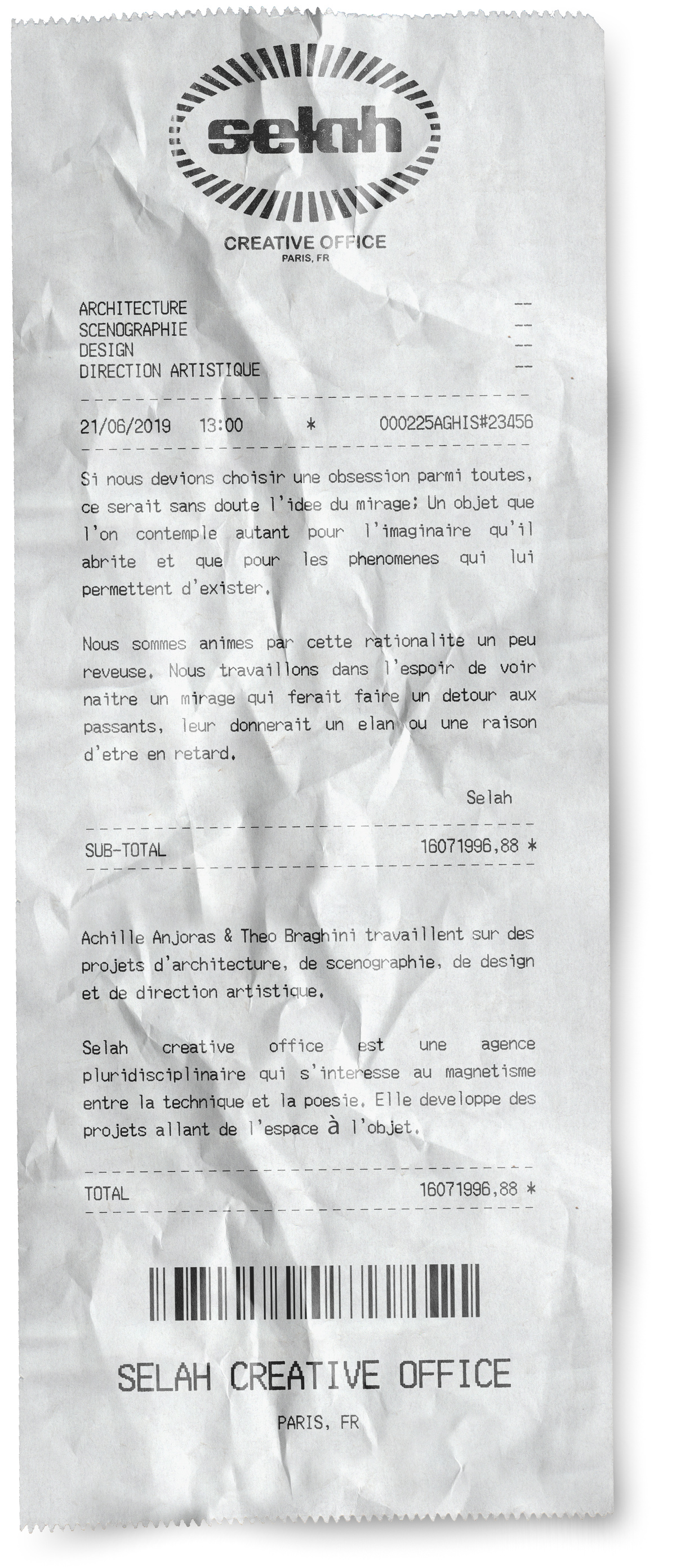 TEXTE GAUCHE — SELAH CREATIVE OFFICE