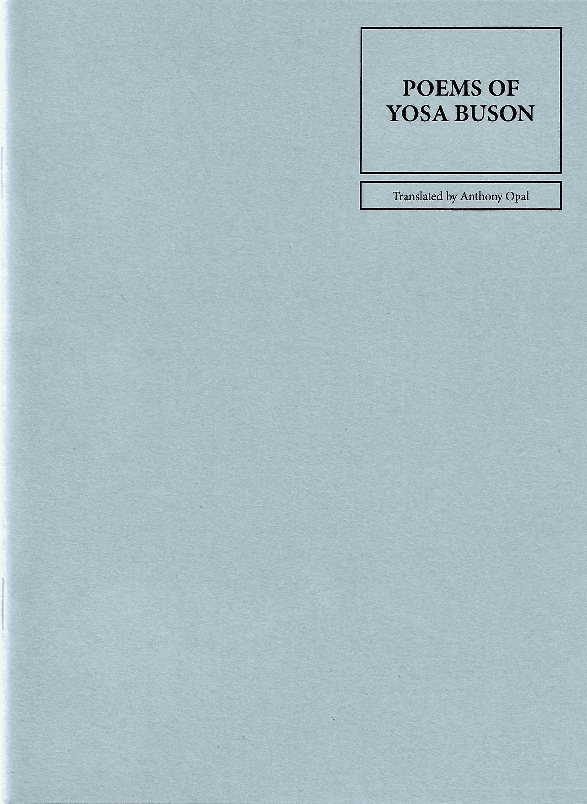 POEMS OF YOSA BUSON — The Economy Press