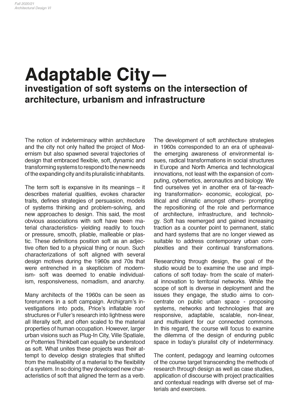 brief info — Adaptable City