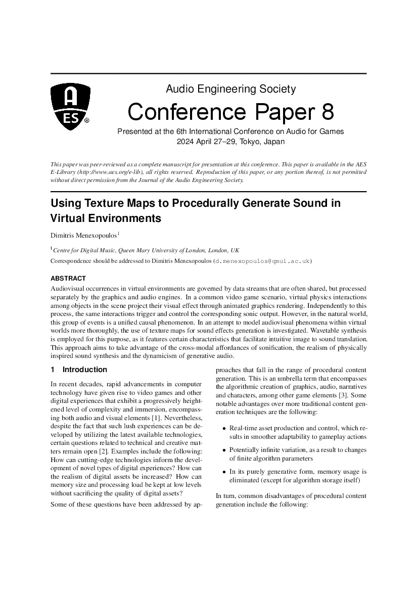 USING TEXTURE MAPS TO GENERATE SOUND — Menex