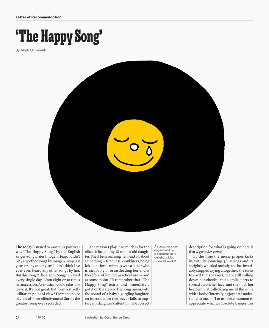 The Happy Song, The New York Times Magazine — Oscar Bolton Green