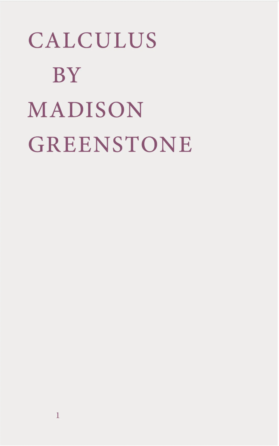 writing — Madison Greenstone